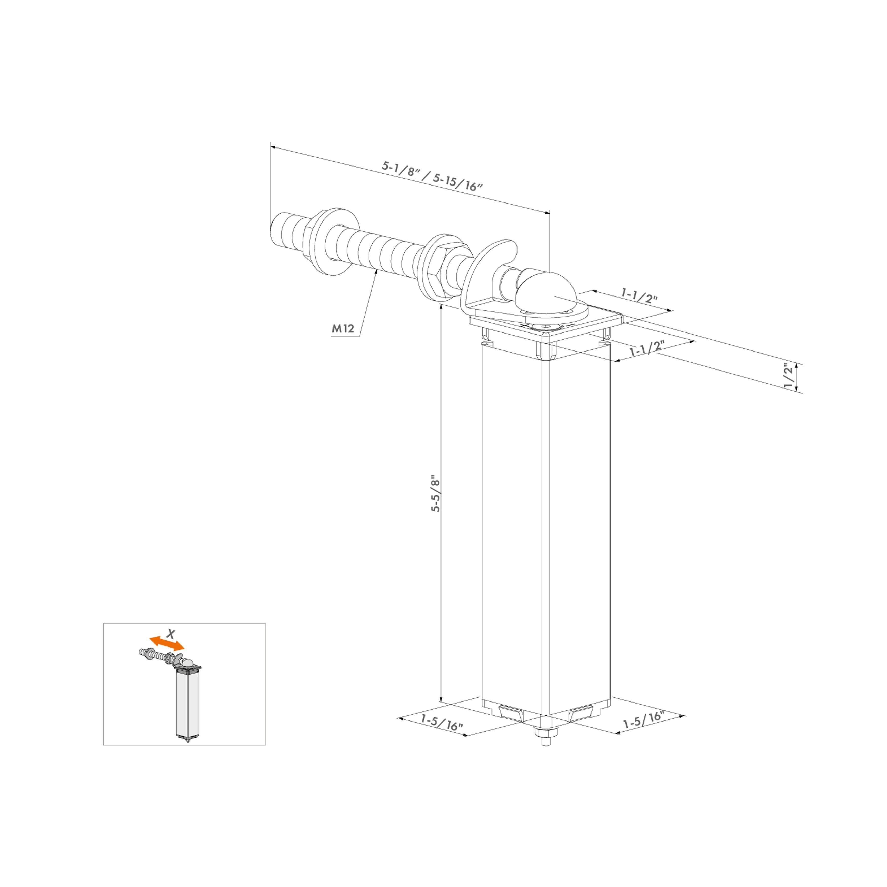 Locinox Spring Hinge with 6" Hanger Bolt for 40x40mm Garden Gates ...