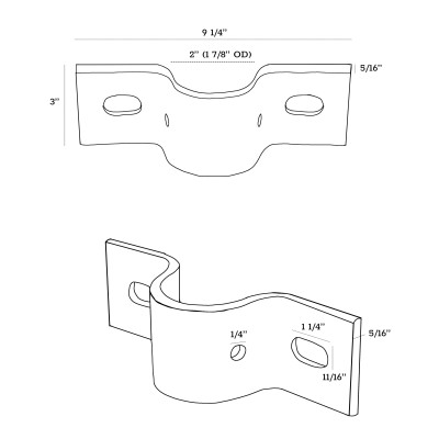 Chain Link 2" (1 7/8" OD) Industrial Facia / Side Wall Mount Chain Link ...