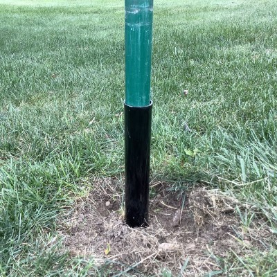 Black Ground Post Sleeve for 1 5/8" OD Pipe (Black Powder Coated Steel ...