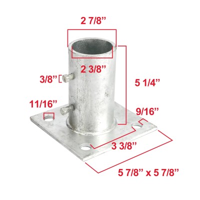 Chain Link Fence 2 1/2" (Fits 2 3/8" OD) Post Floor Flanges - Pressed ...