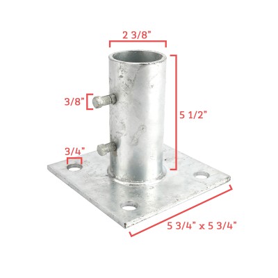 Chain Link Fence 2" (Fits 1 7/8" OD) Post Floor Flanges - Pressed Steel ...