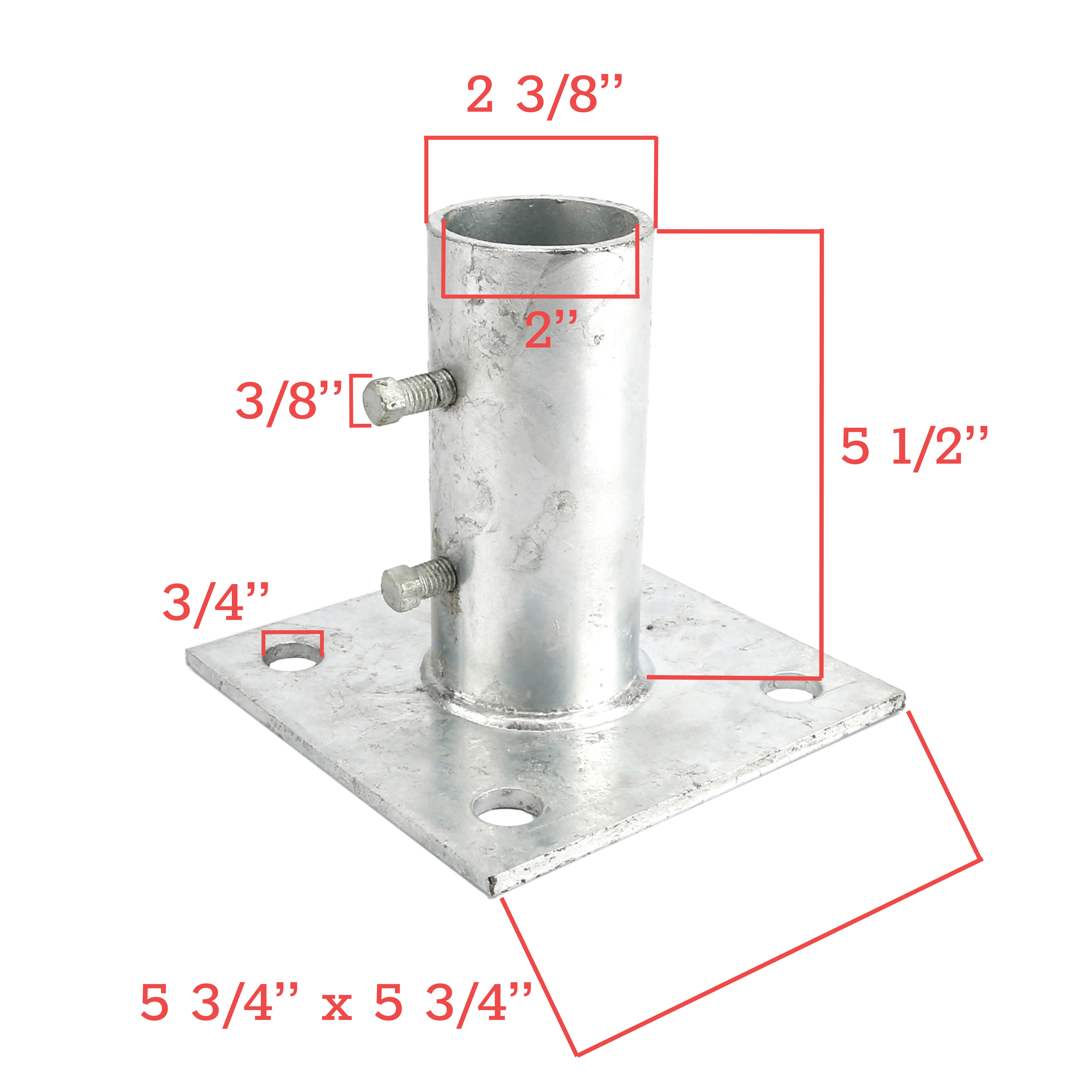 Chain Link Fence 2" (Fits 1 7/8" OD) Post Floor Flanges - Pressed Steel ...